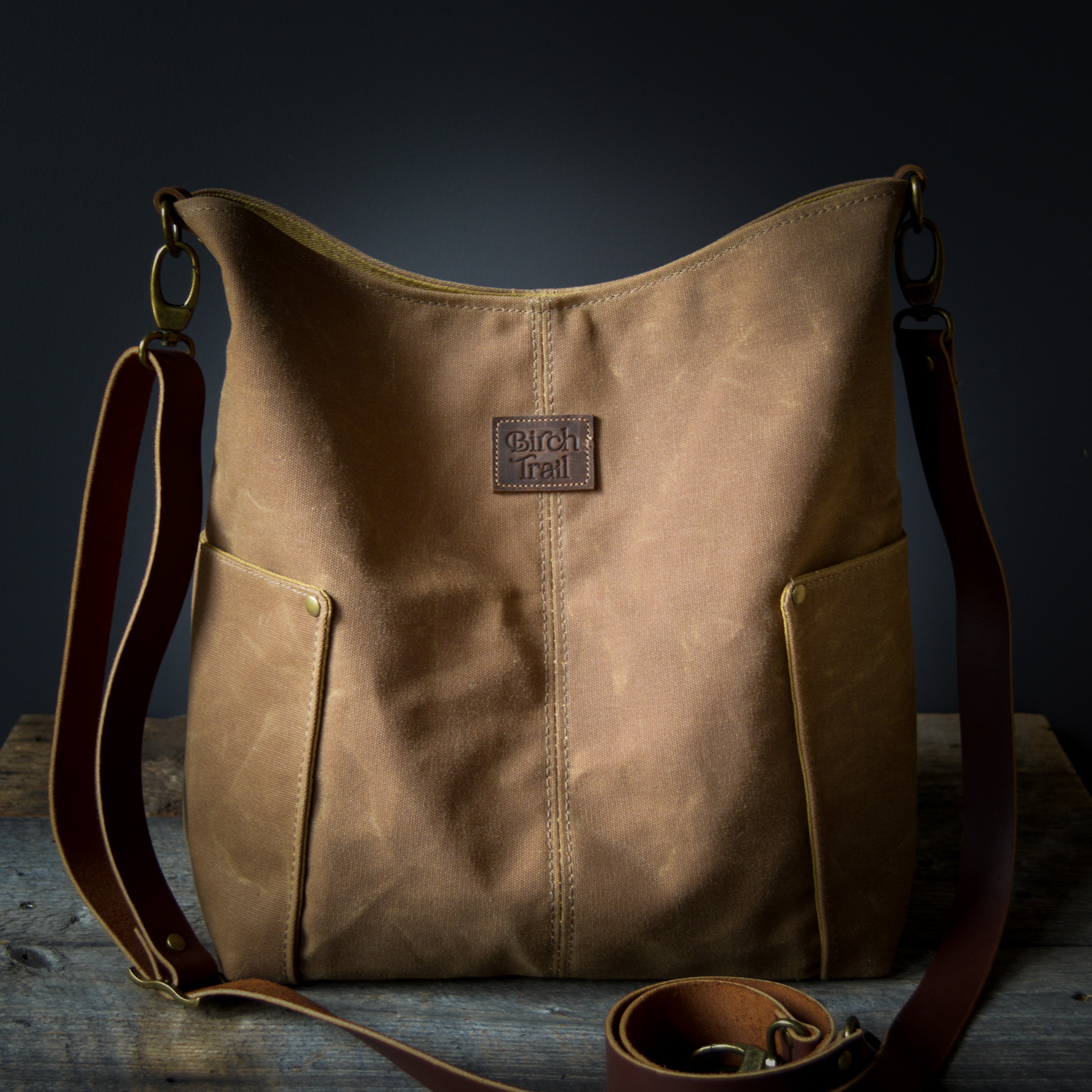 Waxed Canvas Compass Bag in field tan handcrafted by Birch Trail
